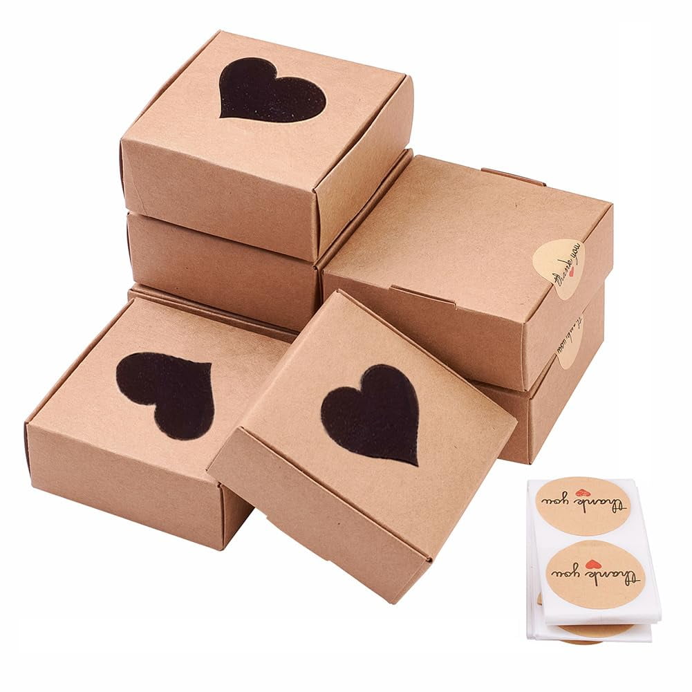 Airssory 30pcs 3x3 Inch(7.5x7.5cm) Paper Candy Boxes with Heart Window ...