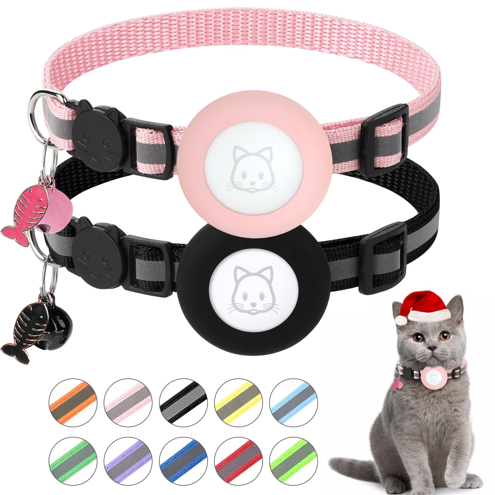 Airtag Cat Collar, Air tag Cat Collar with Bell and Safety Buckle in 3/ ...