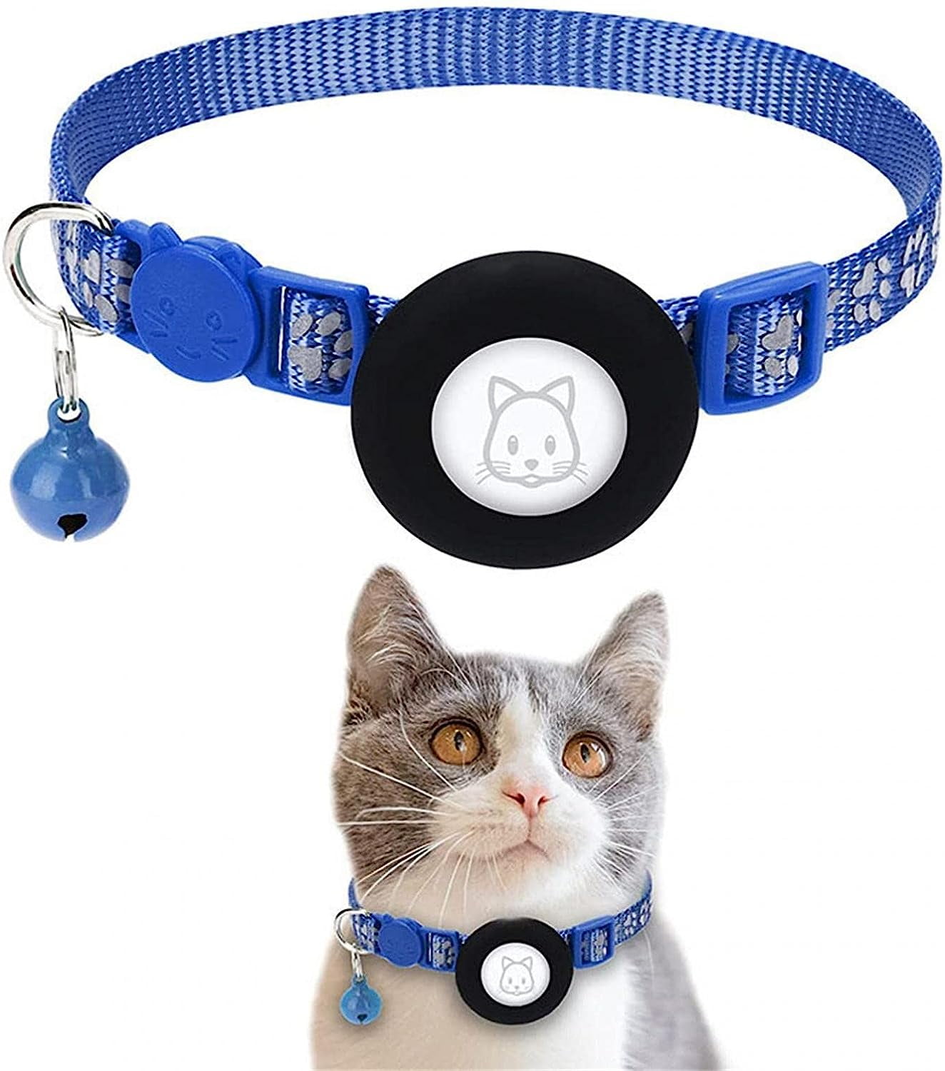 Airtag Cat Collar with Bell, Reflective GPS Cat Collar with Air Tag ...