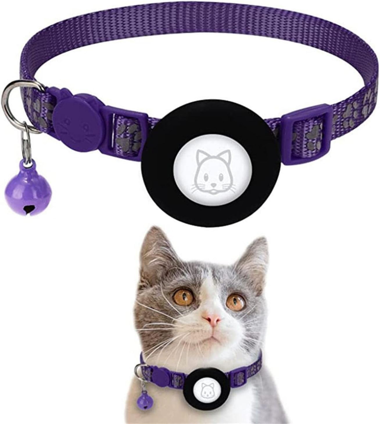 Airtag Cat Collar with Bell, Reflective GPS Cat Collar with Air Tag ...