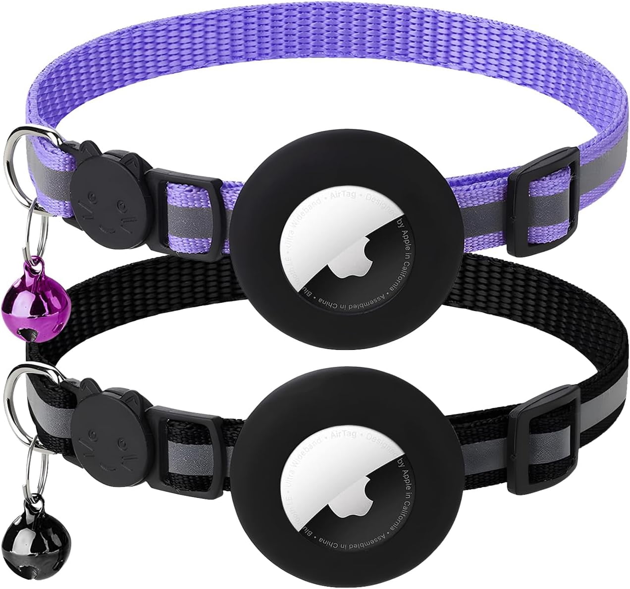Airtag Cat Collar with Bell, Reflective Nylon Kitten Collar (without ...