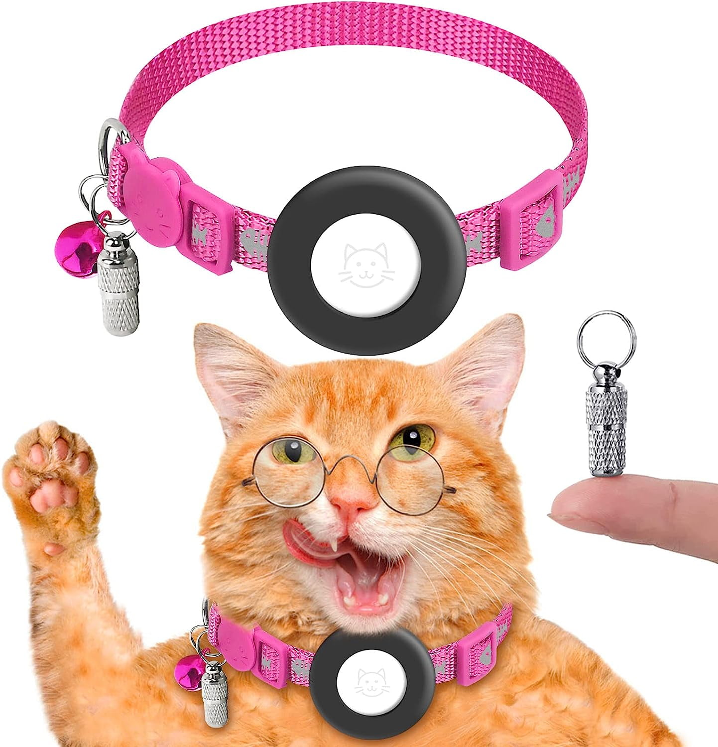 Airtag Cat Collar, Breakaway Cat Collars Holder with Reflective Strap ...