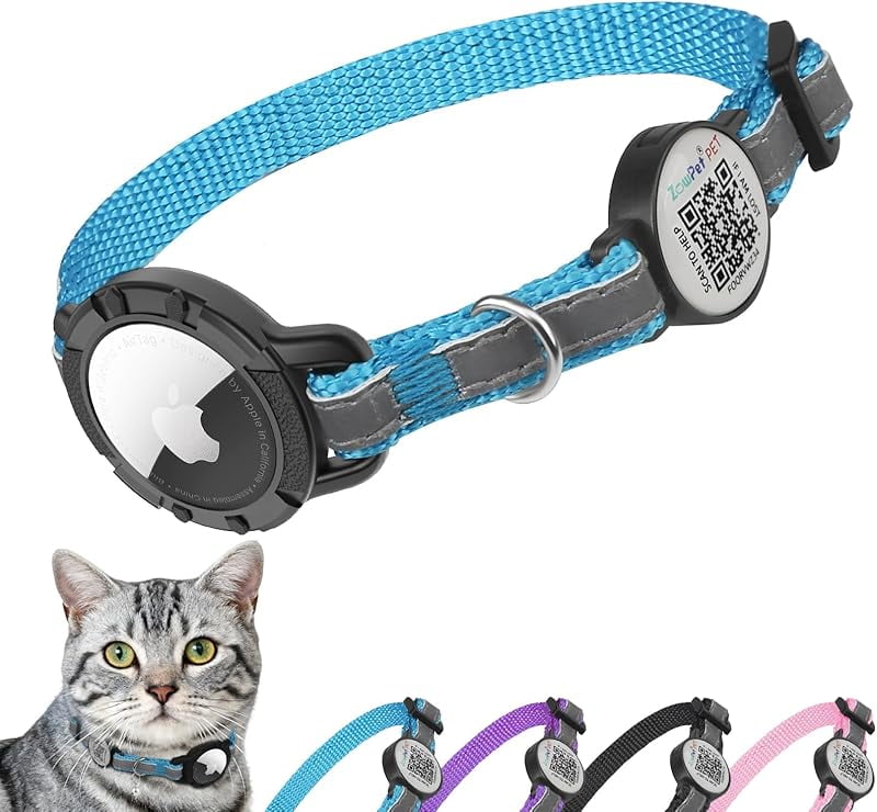 Airtag Cat Collar Breakaway with QR Code Name Tag, Reflective cat ...