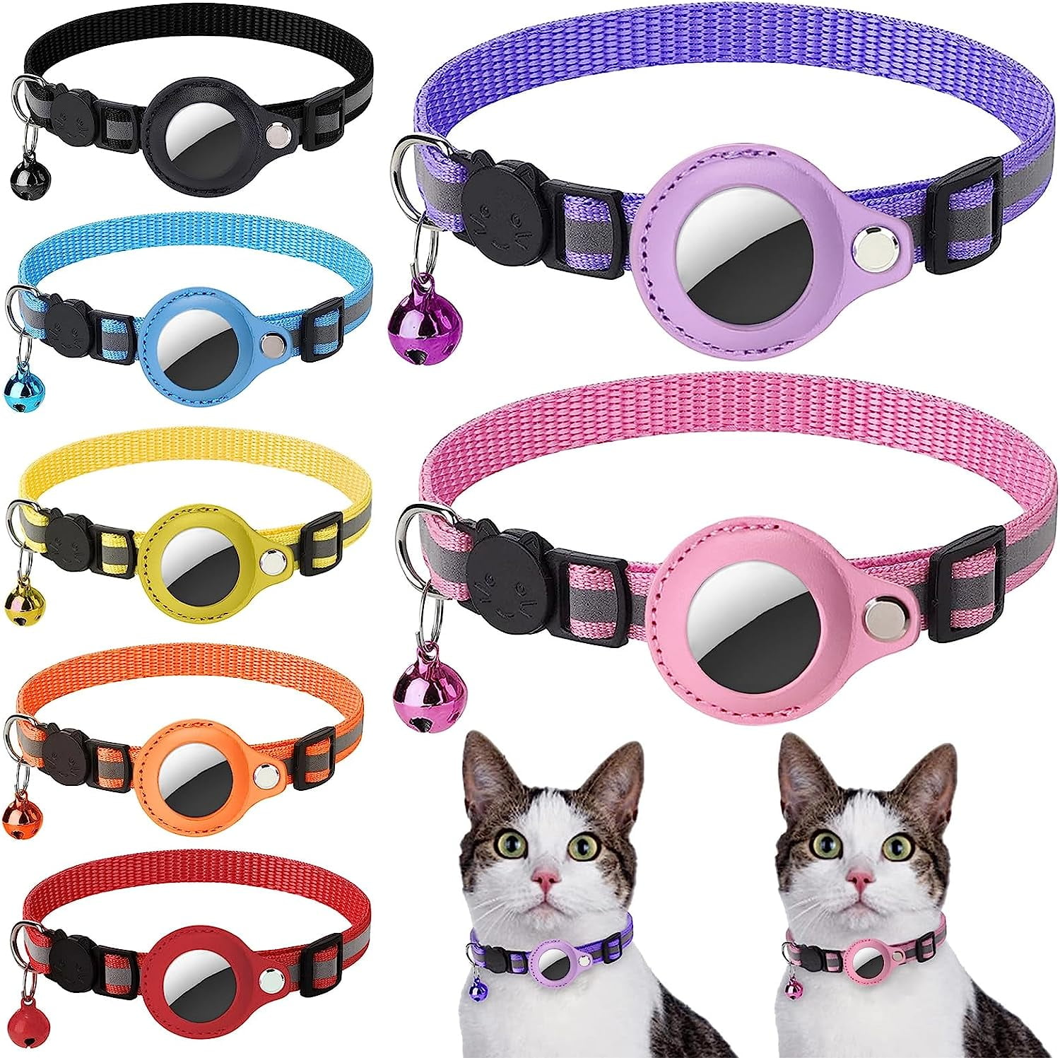 Airtag Cat Collar Breakaway,Reflective Cat Collar with Bell,Nylon ...