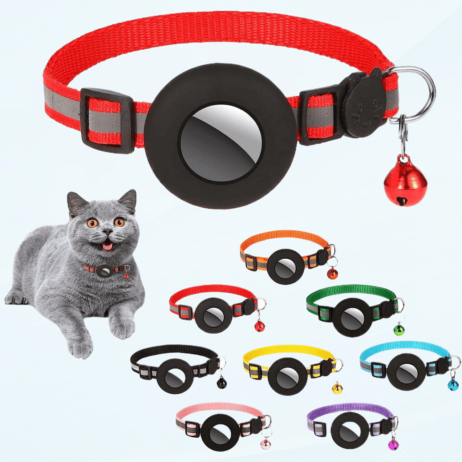 Airtag Cat Collar Breakaway, Reflective Collars with Apple Air Tag GPS ...