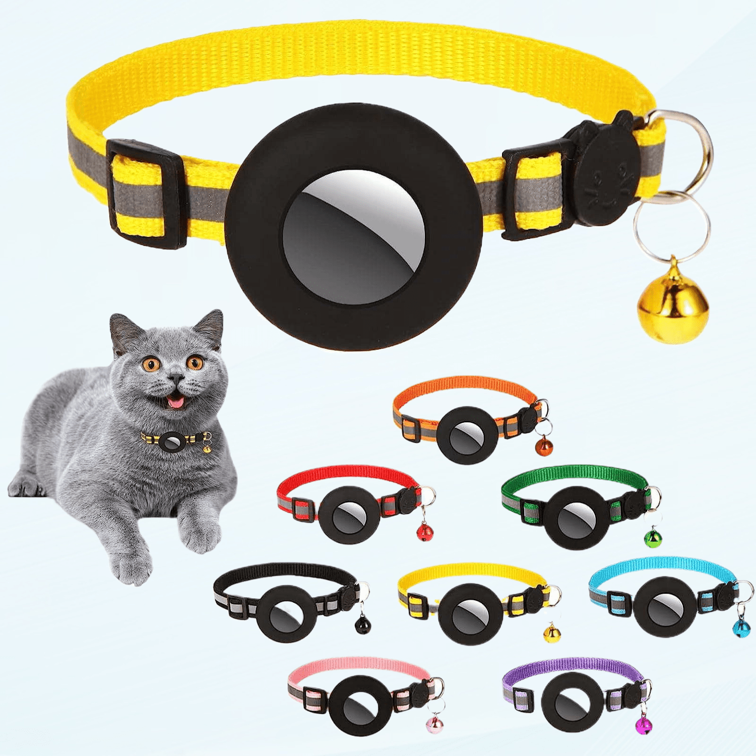 Airtag Cat Collar Breakaway, Reflective Collars with Apple Air Tag GPS ...