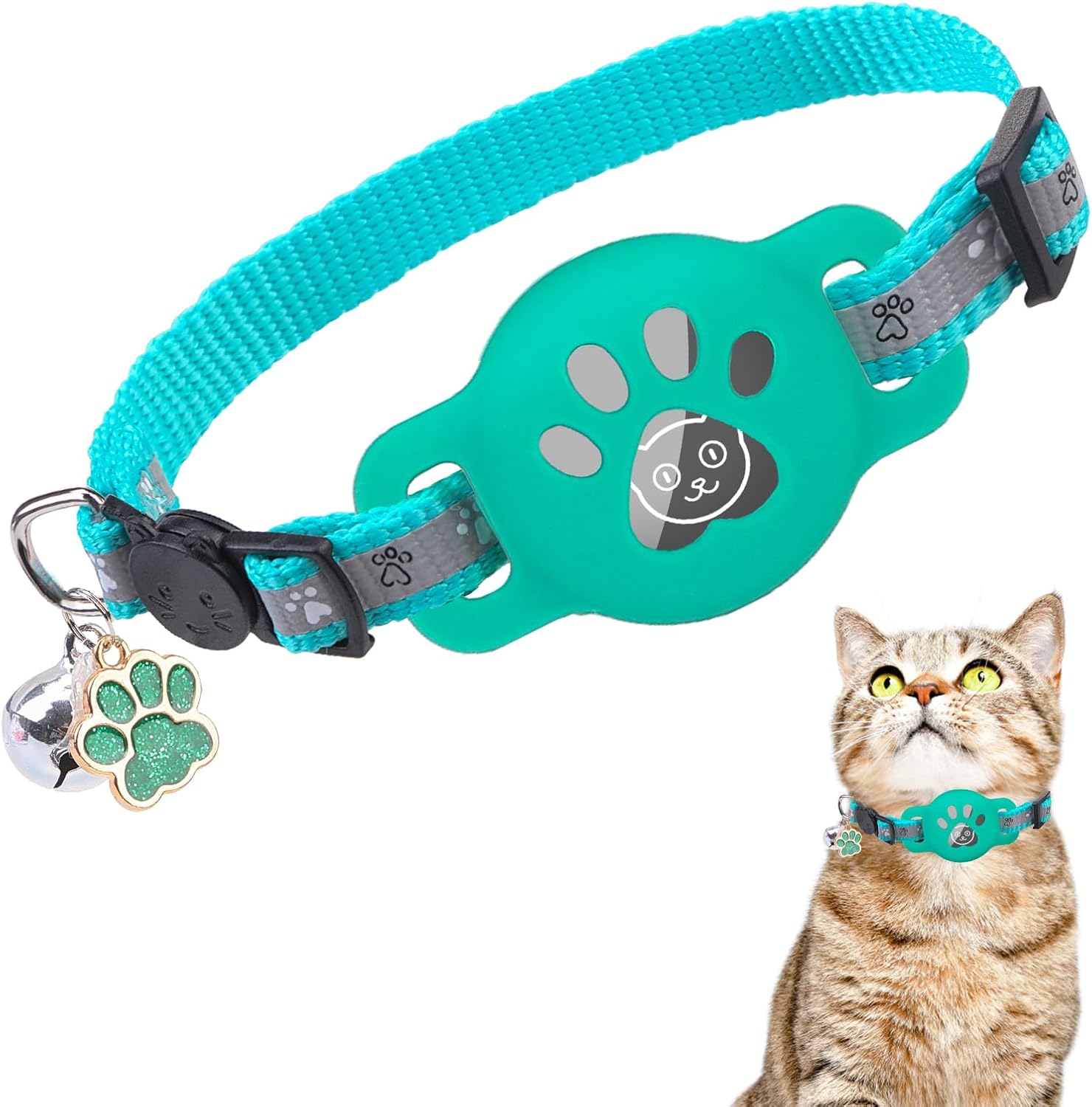 Airtag Cat Collar Breakaway, Reflective Kitten Collar with Bell and ...