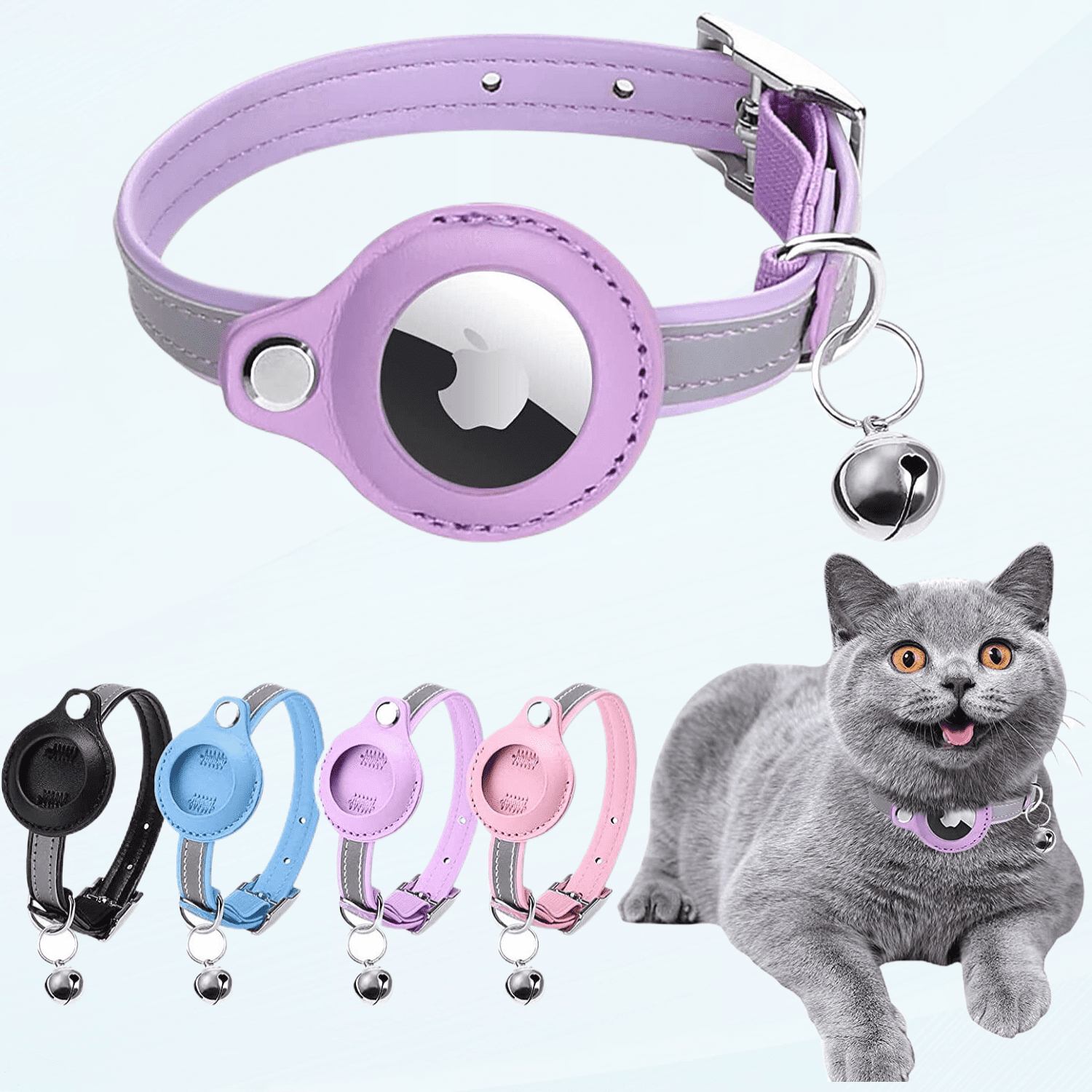 Airtag Cat Collar, Cat Collar with Bells, Reflective GPS Cat Collar ...