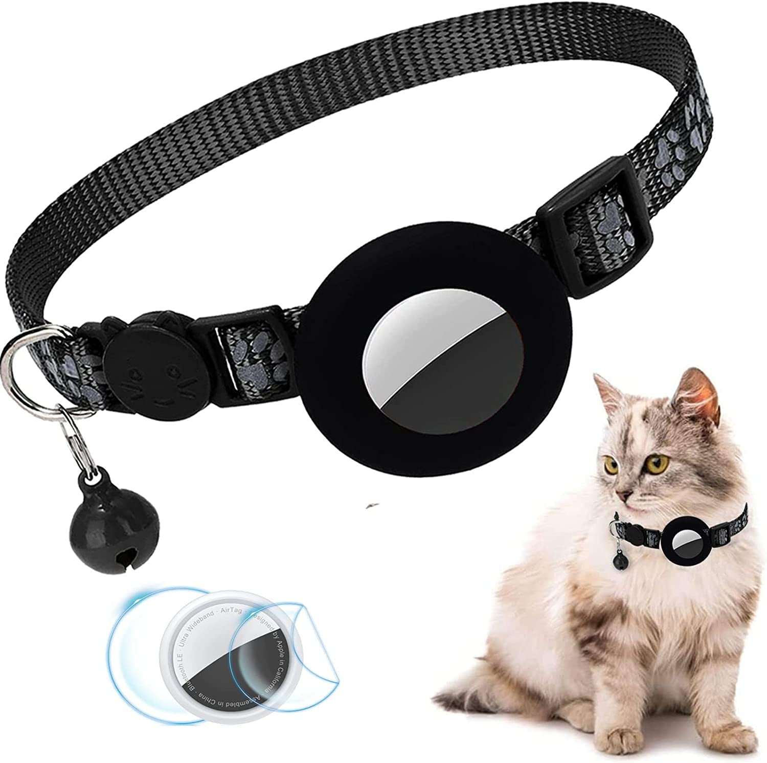 Airtag Cat Collar, Airtag Cat Collar with & Safety Buckle in 7.5-12.5 ...