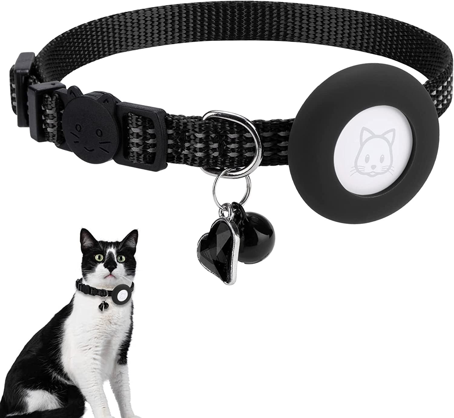 Airtag Cat Collar, Cute Reflective Air Tag Cat Collar with Bell and ...