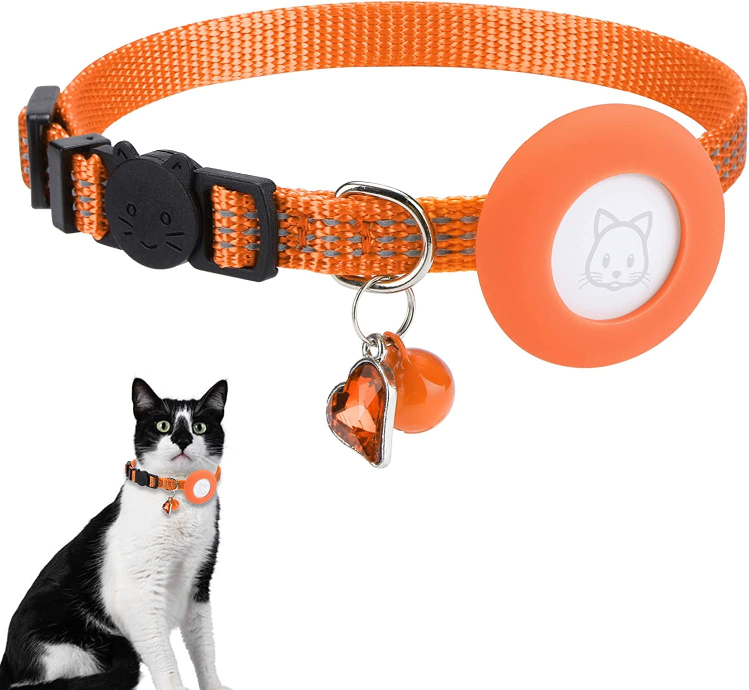 Airtag Cat Collar, Cute Reflective Air Tag Cat Collar with Bell and ...