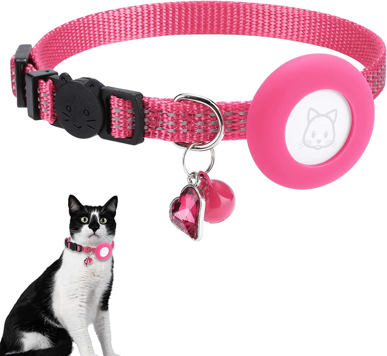 Airtag Cat Collar, Cute Reflective Air Tag Cat Collar with Bell and ...