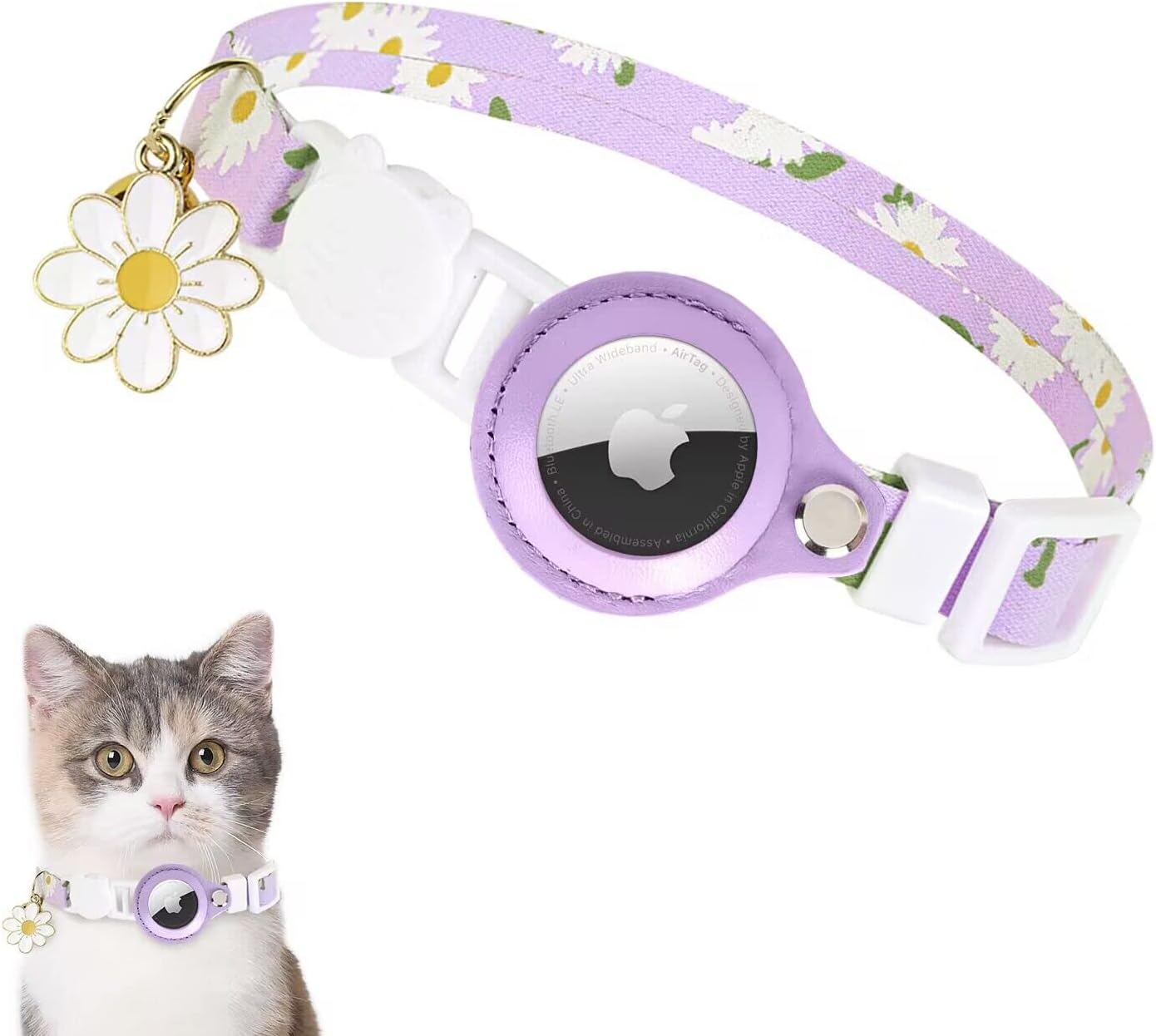 Airtag Cat Collar, Floral Cat Collars with Airtag Holder, Breakaway Air ...