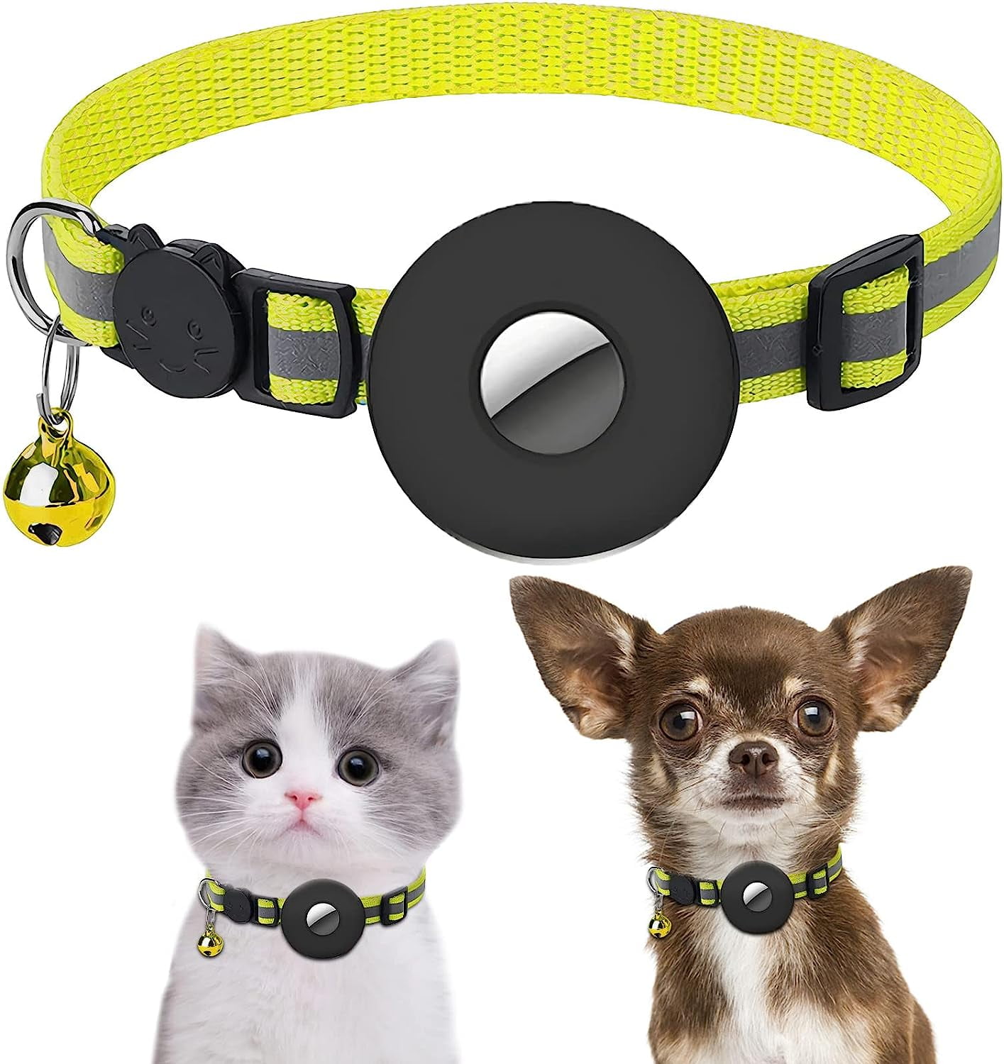 Airtag Cat Collar, Reflective Air Tag Kitten Collar with Bells ...