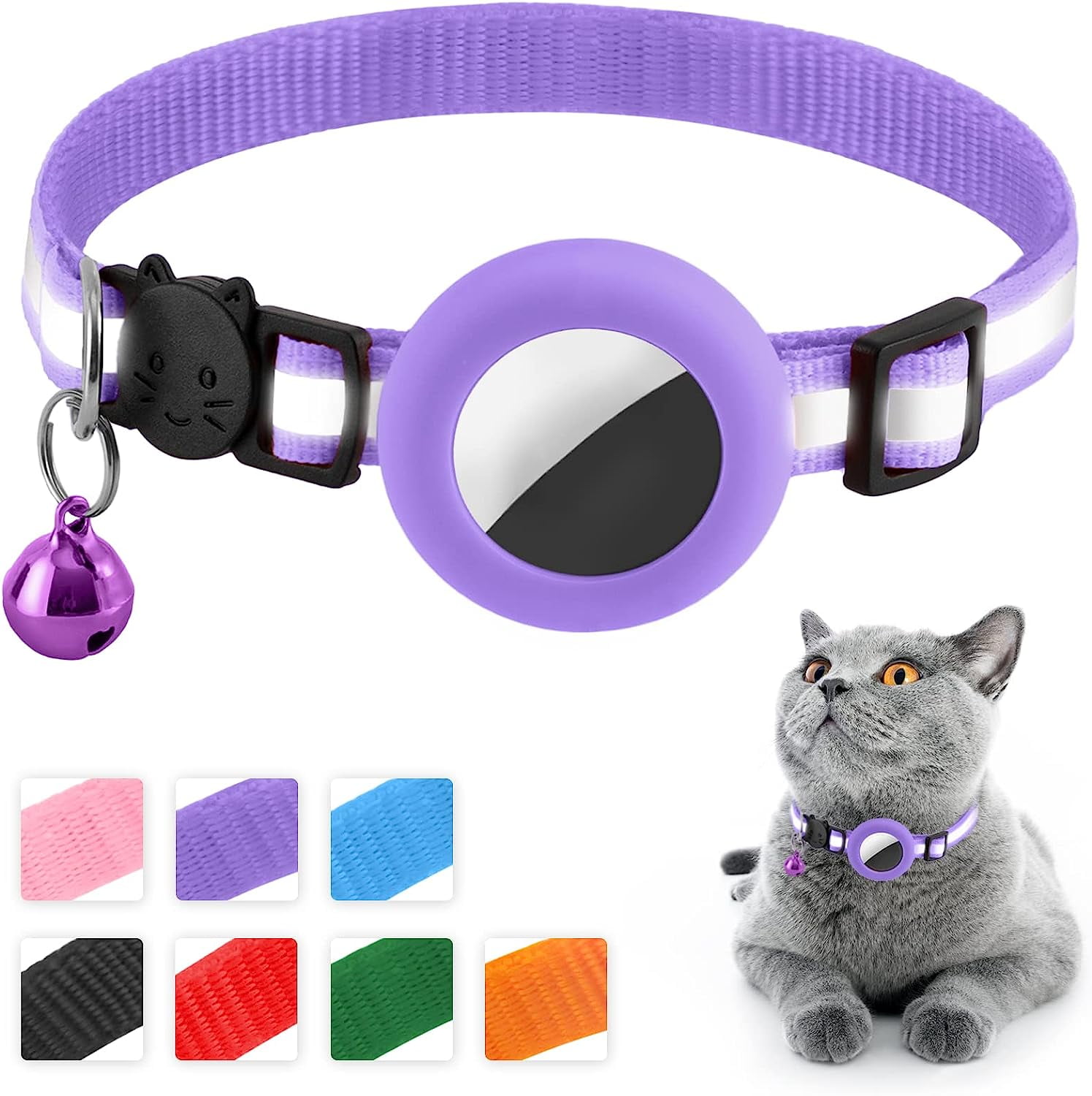 Airtag Cat Collar, Reflective GPS Cat Collar Breakaway with AirTag ...