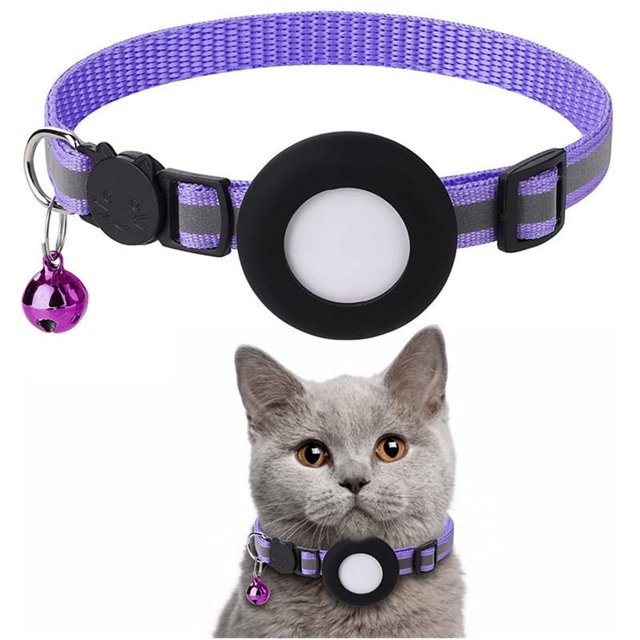 Airtag Cat Collar, Reflective GPS Cat Collar Breakaway with AirTag Holder and Bell, Adjustable ...