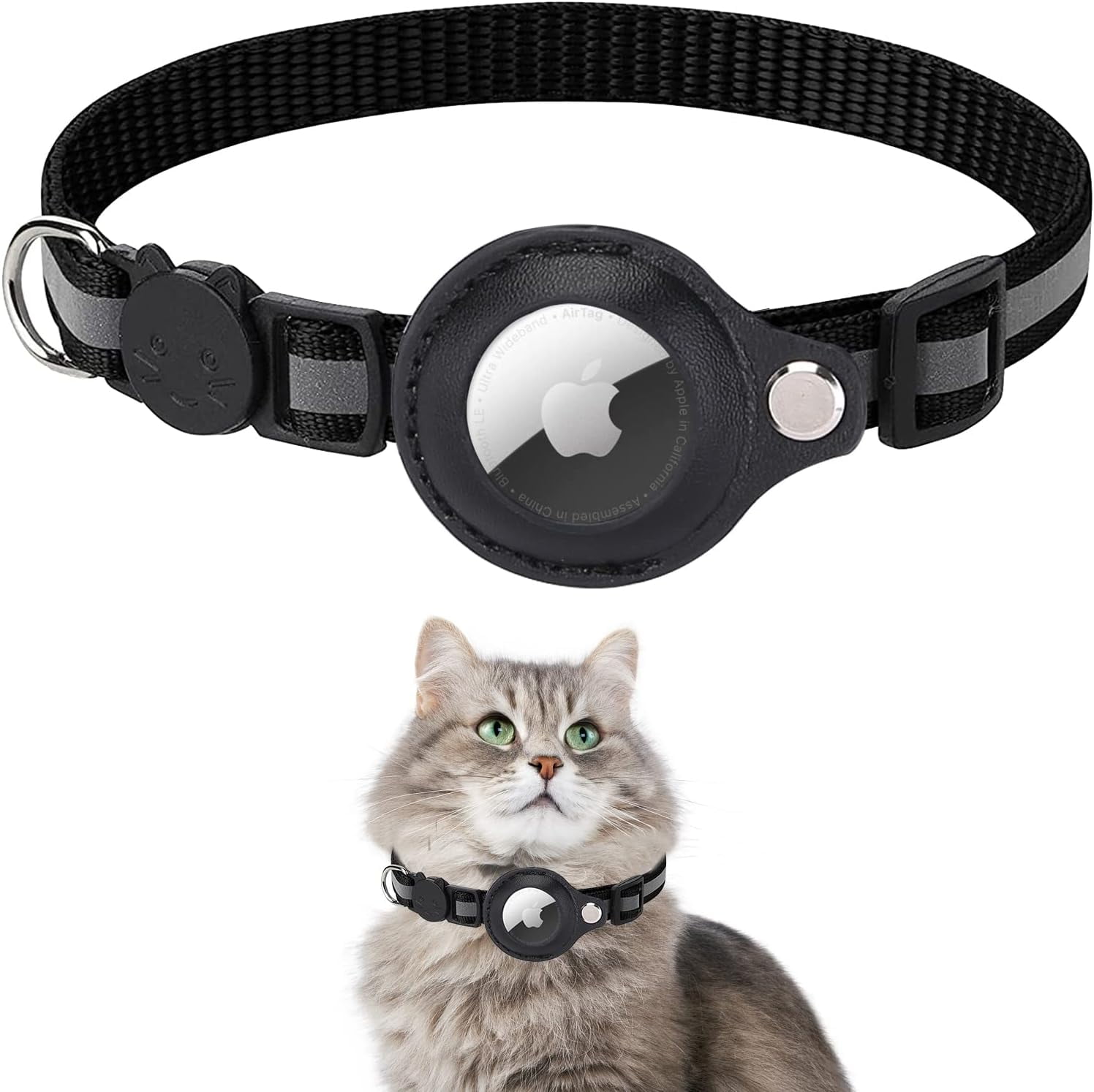 Airtag Cat Collar Reflective Cat Collar with Airtag Holder Adjustable ...