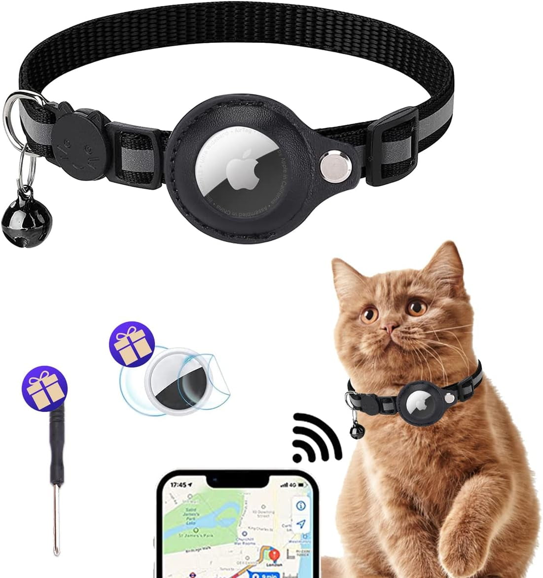 Airtag Cat Collar, Reflective Kitten Collar Breakaway with Airtag ...