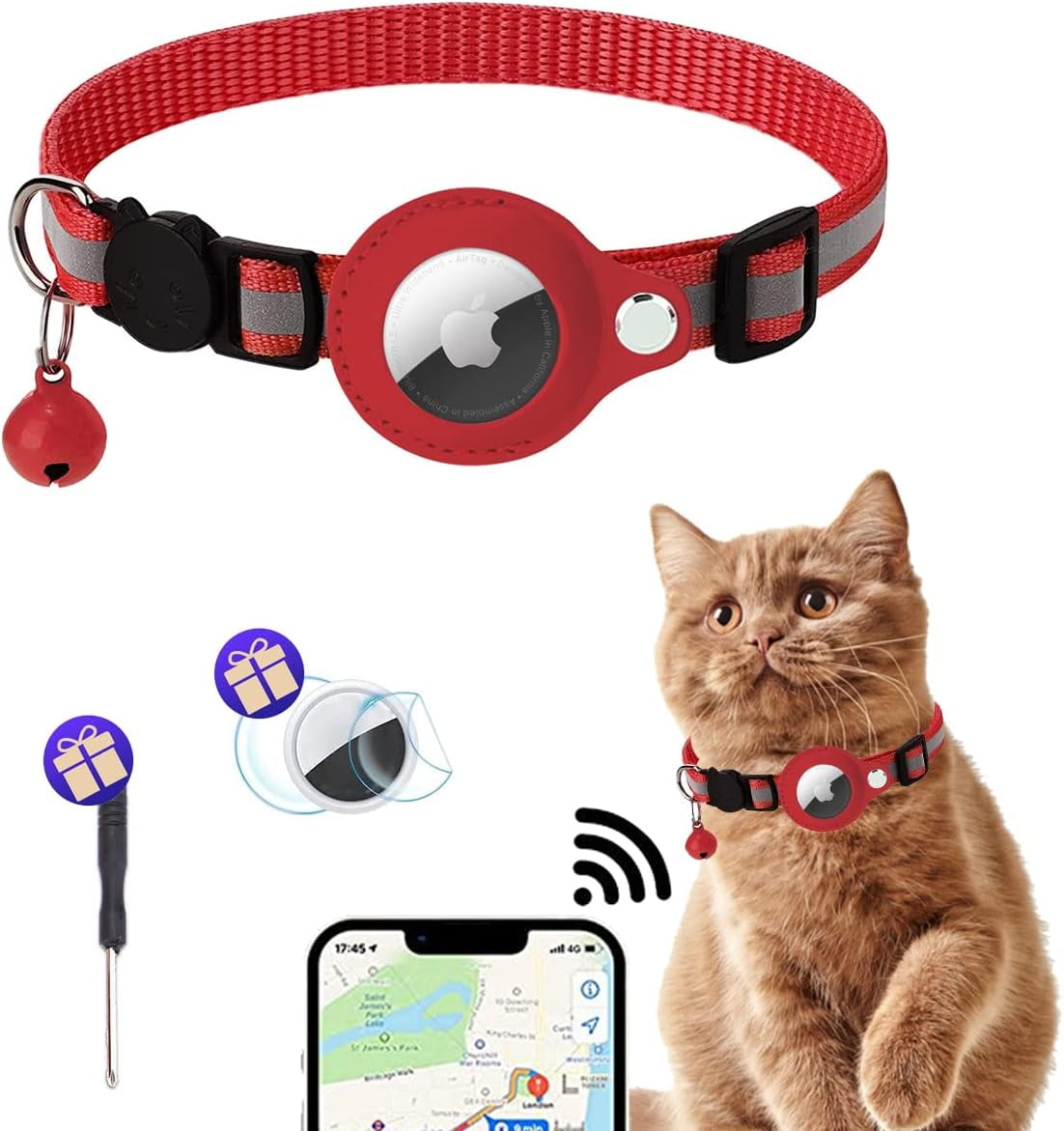 Airtag Cat Collar, Reflective Kitten Collar Breakaway with Airtag ...