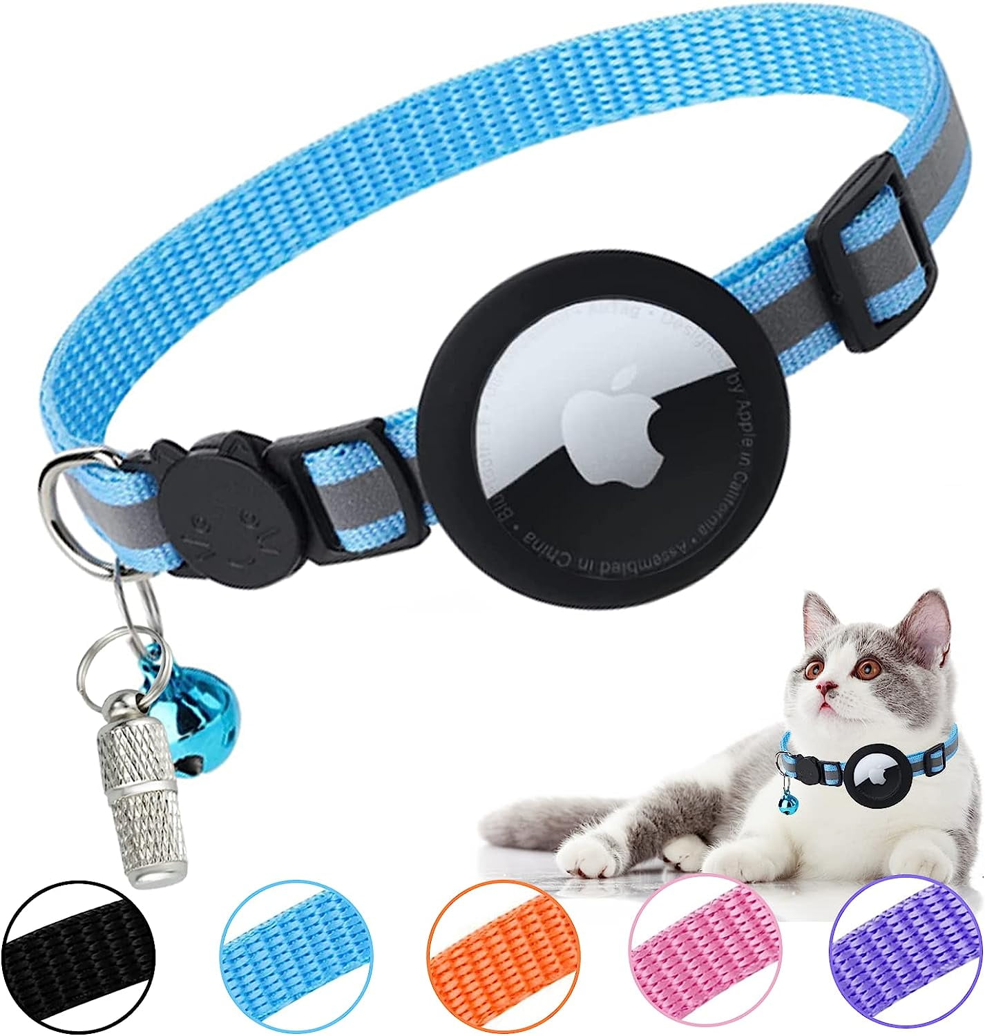 Airtag Cat Collar, Waterproof Cat Collar with Bell Reflective Strip for ...