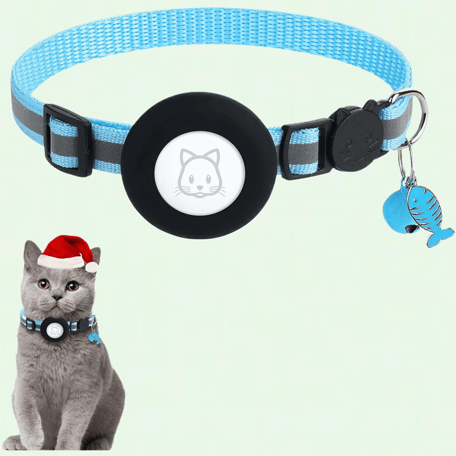Airtag Cat Collar with Bell and Safety Buckle, Reflective Collar with ...