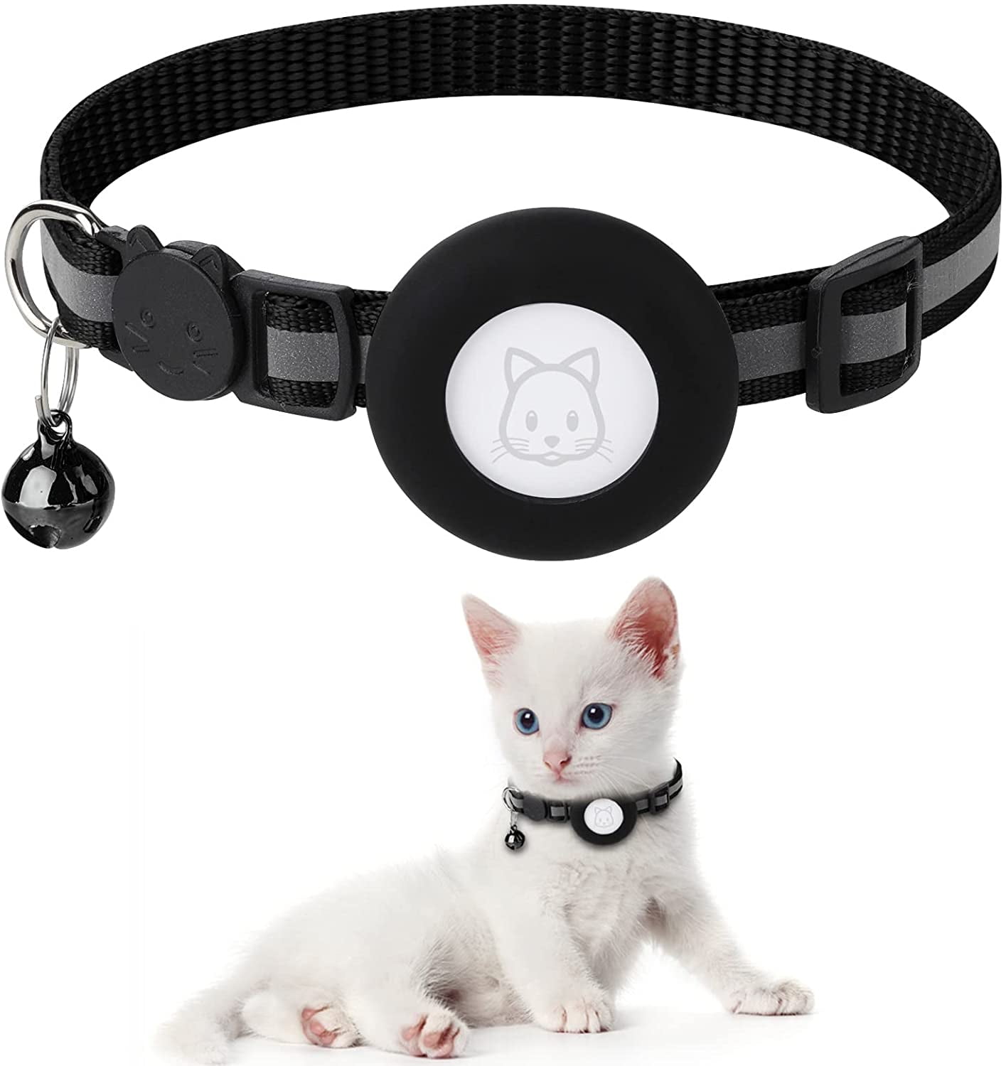 Airtag Cat Collar with Breakaway Bell, Reflective Adjustable Strap with ...