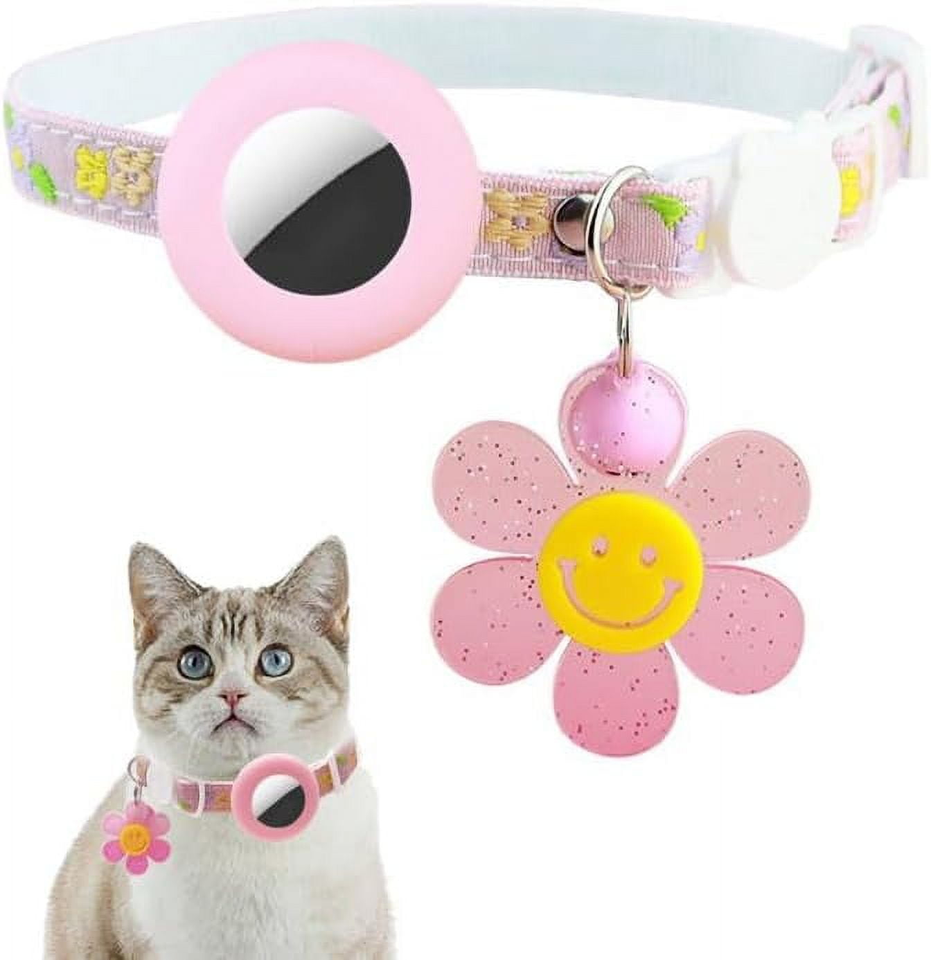 Airtag Cat Collars for Girl Cats Embroidery Breakaway Cat Kitten Collar ...