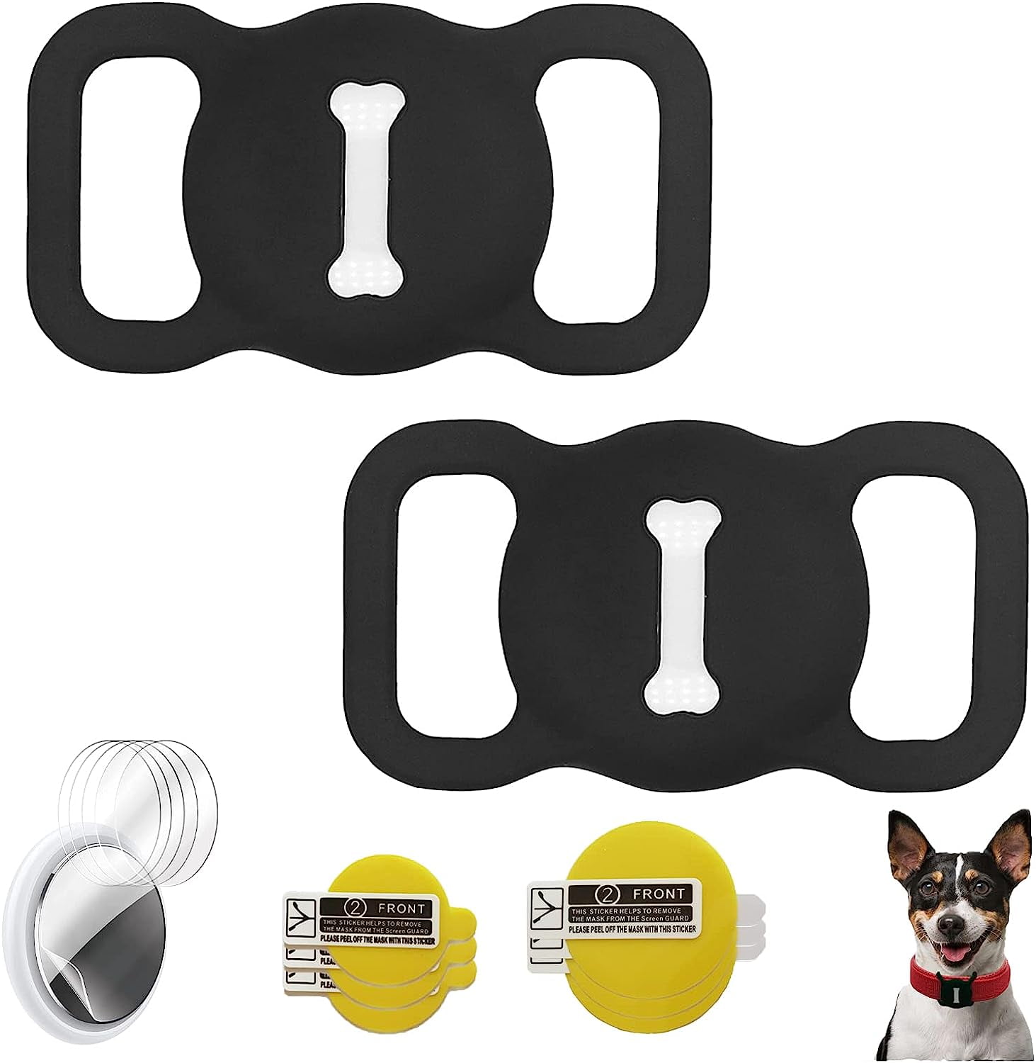 Airtag Dog Collar Holder 2 Pack Airtag Holder Flexible Silicone Protective Case Compatible for ...