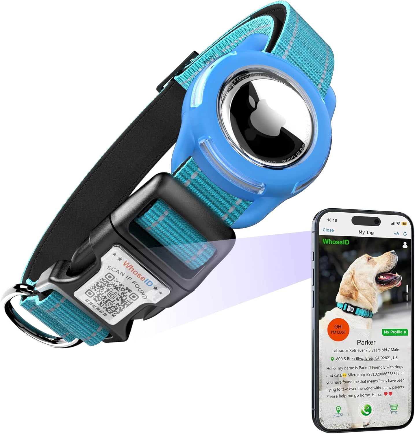 Airtag Dog Collar with QR Code, Reflective Dog Collar with Airtag ...