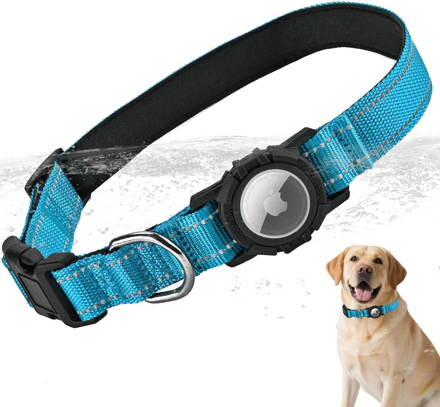 Airtag Dog Collar with Waterproof Air Tag Holder, Integrated Reflective ...