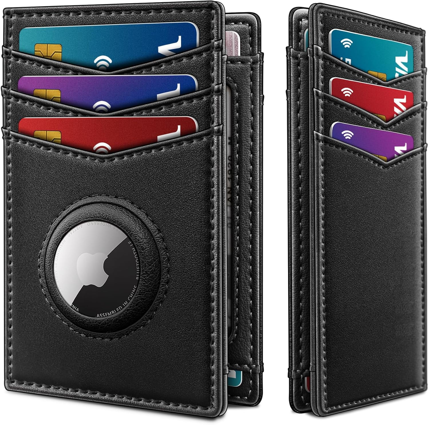 Airtag Slim Leather Wallet for Men - 12-Card Capacity, Closure, Clip ...