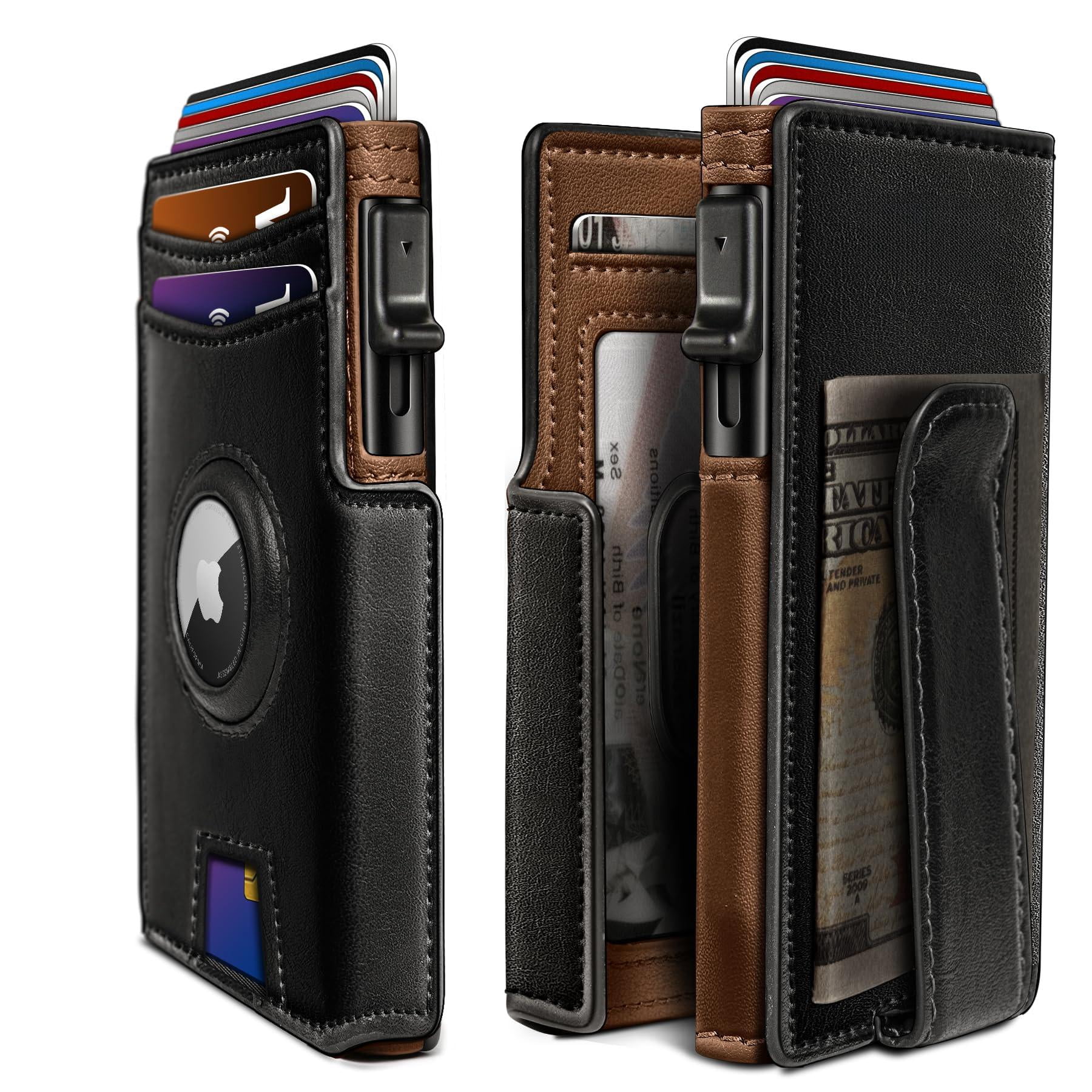 Airtag Wallet For Men With Money Clip 10 Cards Metal Case Smart Slim ...