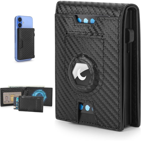 Airtag Wallet for Men, Slim RFID Blocking Bifold Wallet with Detachable ...
