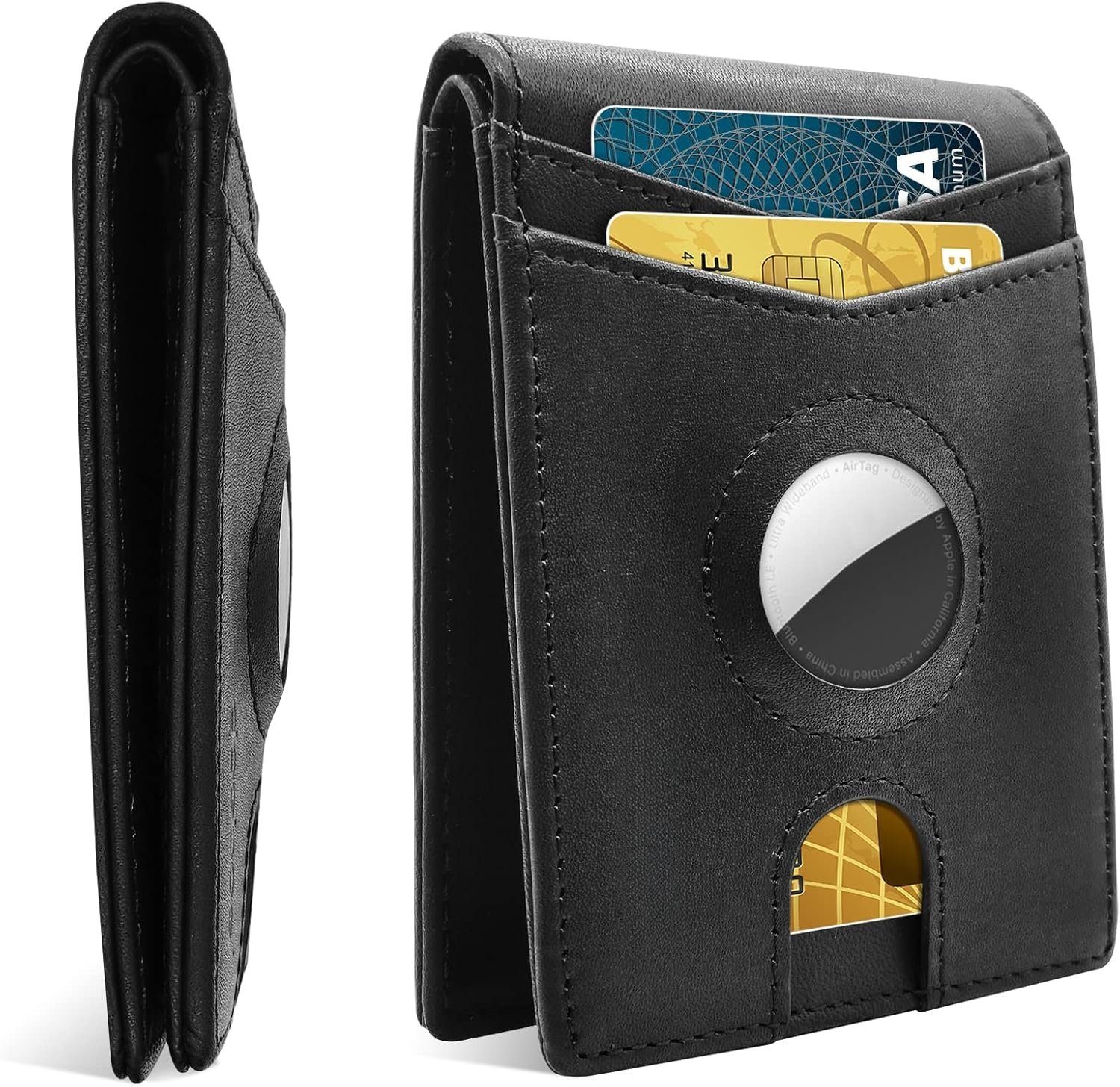 Airtag Wallet Men's Slim RFID Blocking Wallets Leather with Bill ...