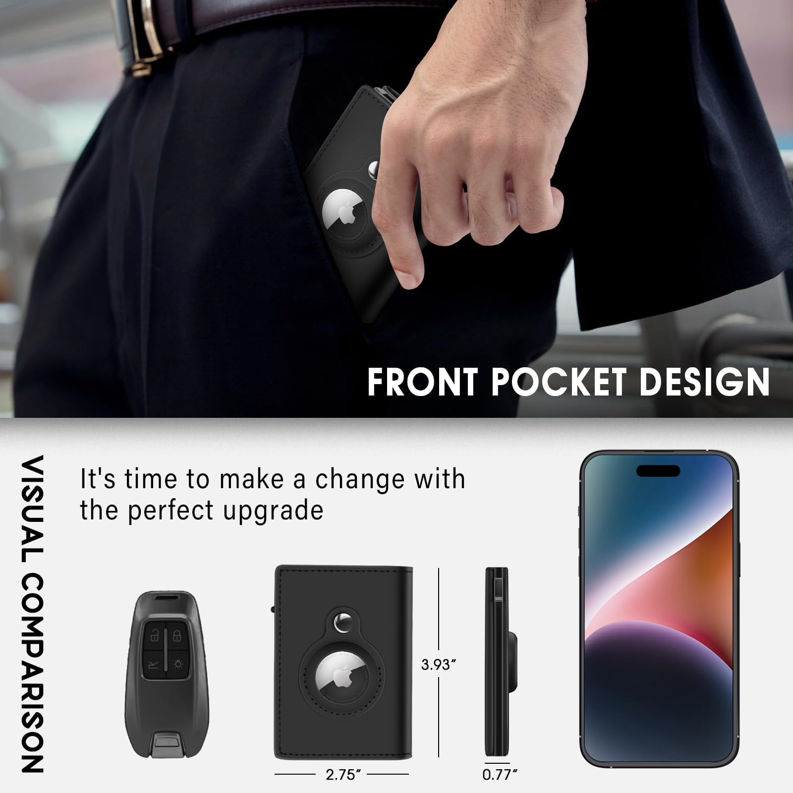 Airtag Wallet, Men's Slim RFID Card Case, Minimalist Card Holder with ...