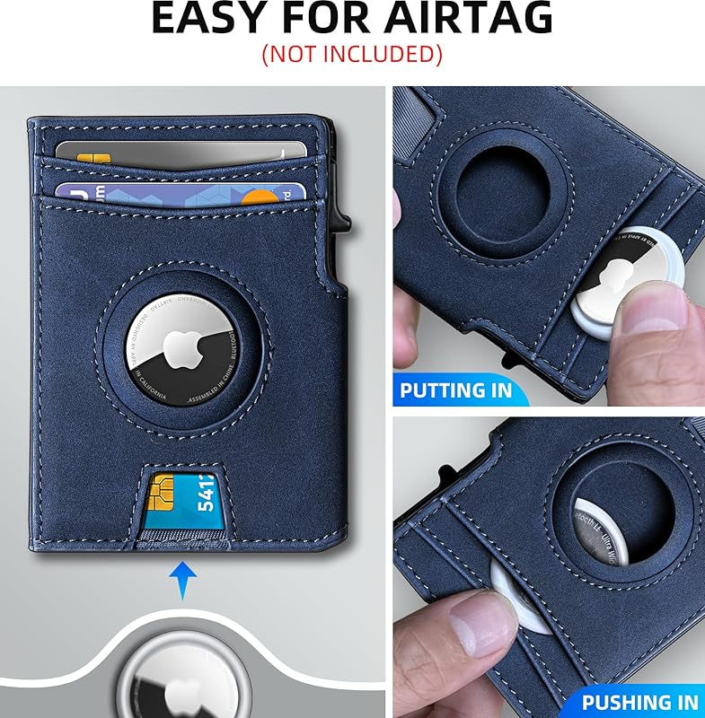 Airtag Wallet for Men,with Money Clip 10 Cards Metal Case Smart Slim ...