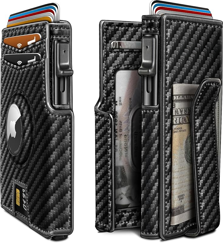 Airtag Wallet for Men,with Money Clip 10 Cards Metal Case Smart Slim ...