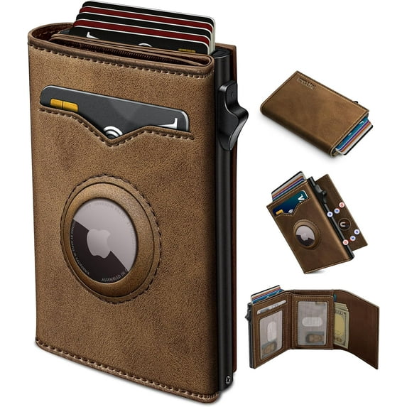 Airtag Wallet for Men,with Pocket 2 ID Window 9-12 Cards,Metal Case ...