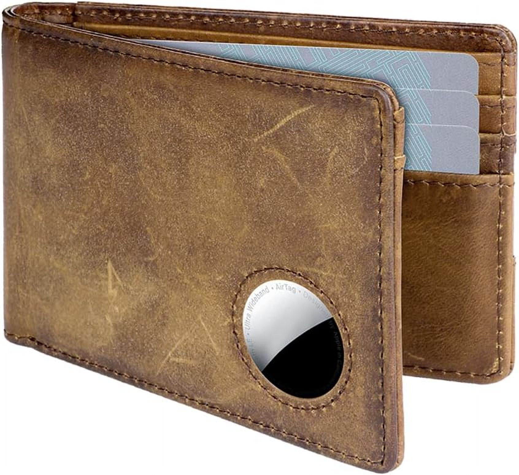 Airtag Wallet, Mens Wallet Slim Bifold Leather Wallet with Airtag ...