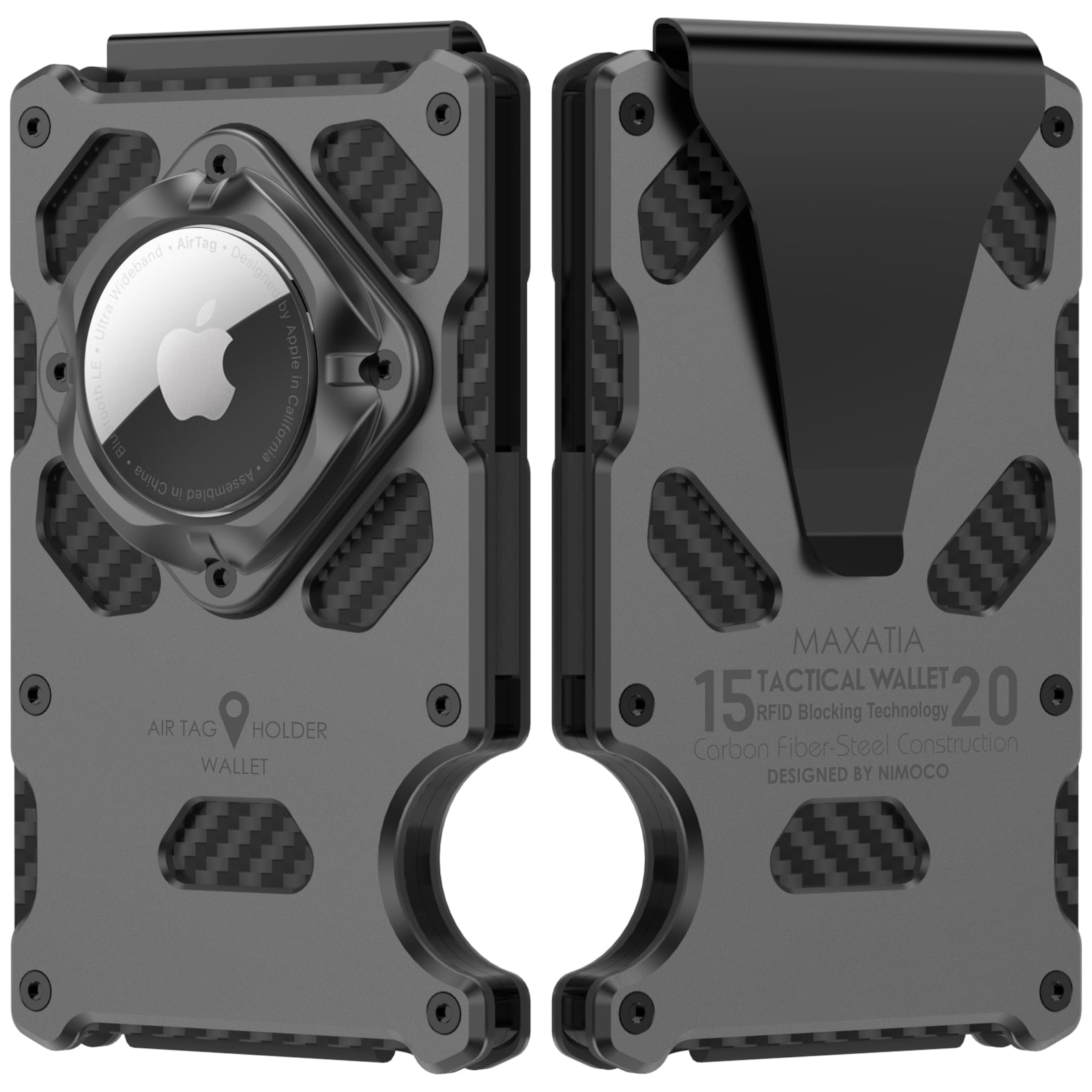 Jump Booster RFID Blocking Money Clip Mens Modern Airtag Wallet, Gray ...