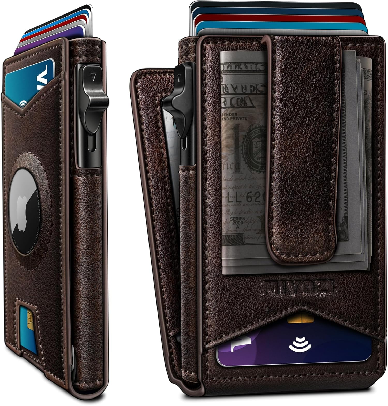 Airtag Wallet for Men Clip 9-Card Pop-Up Credit Card Holder with ID ...