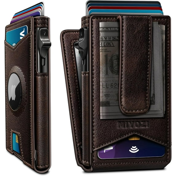 Airtag Wallet for Men Clip 9-Card Pop-Up Credit Card Holder with ID ...
