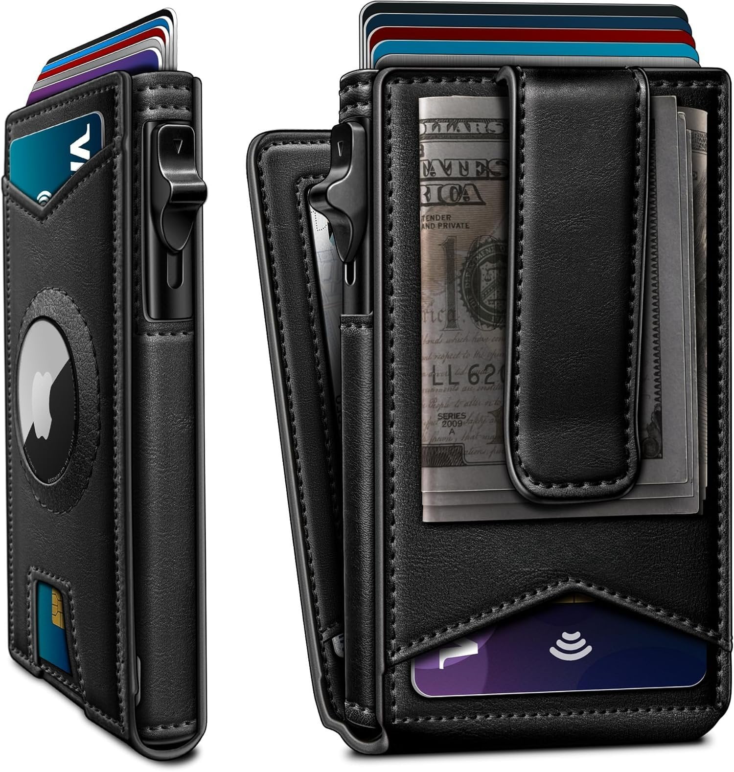 Airtag Wallet for Men Clip 9-Card Pop-Up Credit Card Holder with ID ...