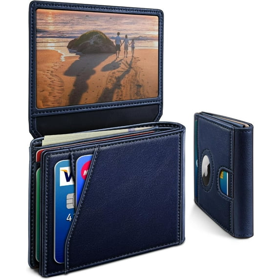 Airtag Wallet for Men,with Pocket 2 ID Window 13 Cards,Slim Leather ...