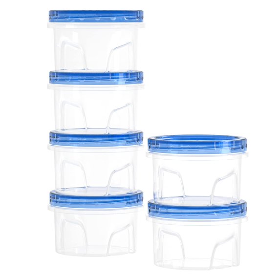 Airtight 17 oz Freezer Containers 6 Pack, Round Twist Top Lids for Meal ...