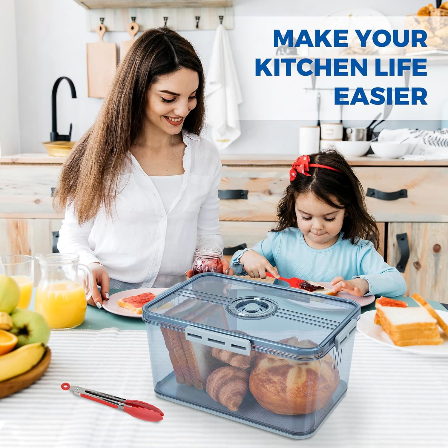 Airtight Bread Box with Recording, Acrylic Storage Container for Baked ...