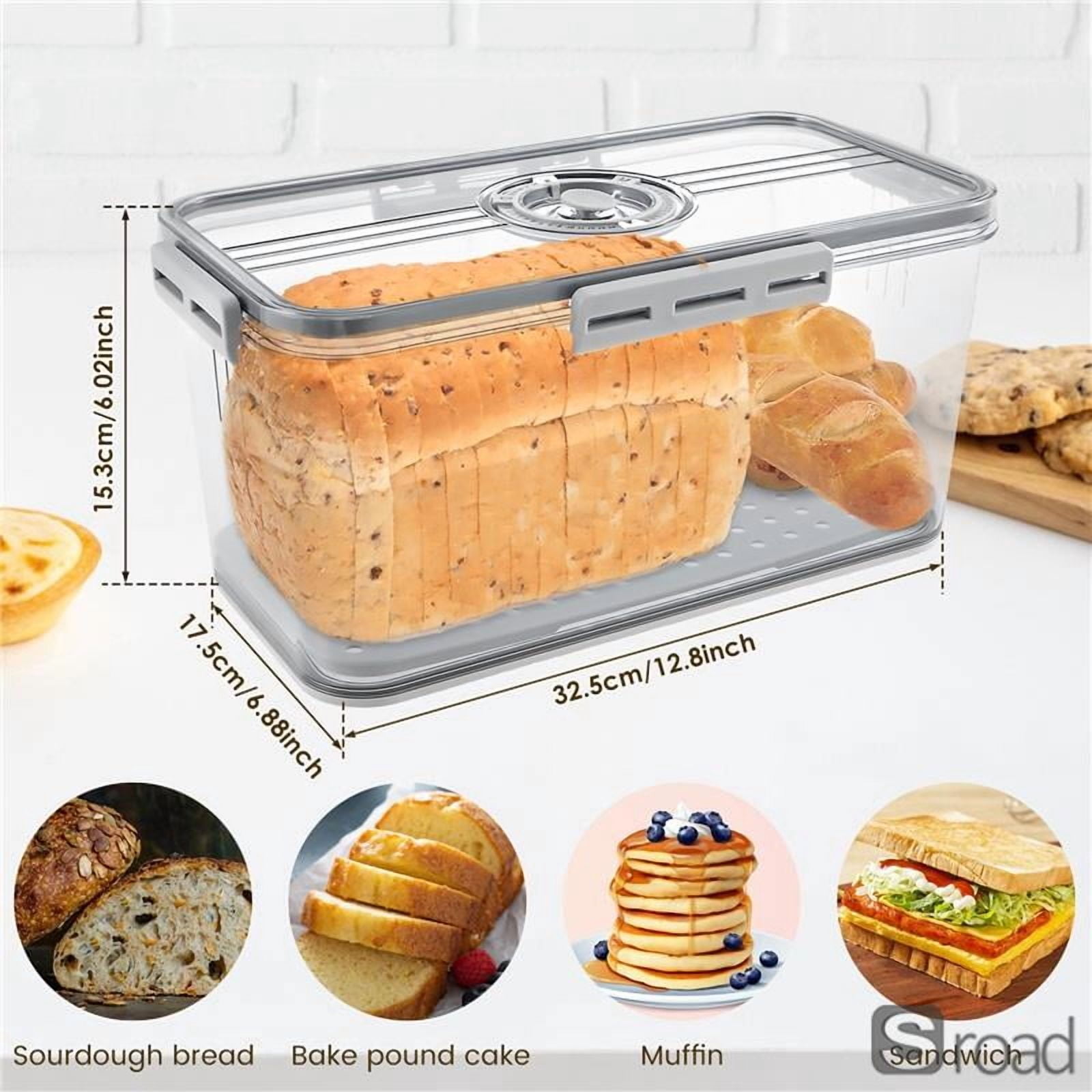 Airtight Bread Storage Container With Date Tracker, 3-Size Food Grade ...