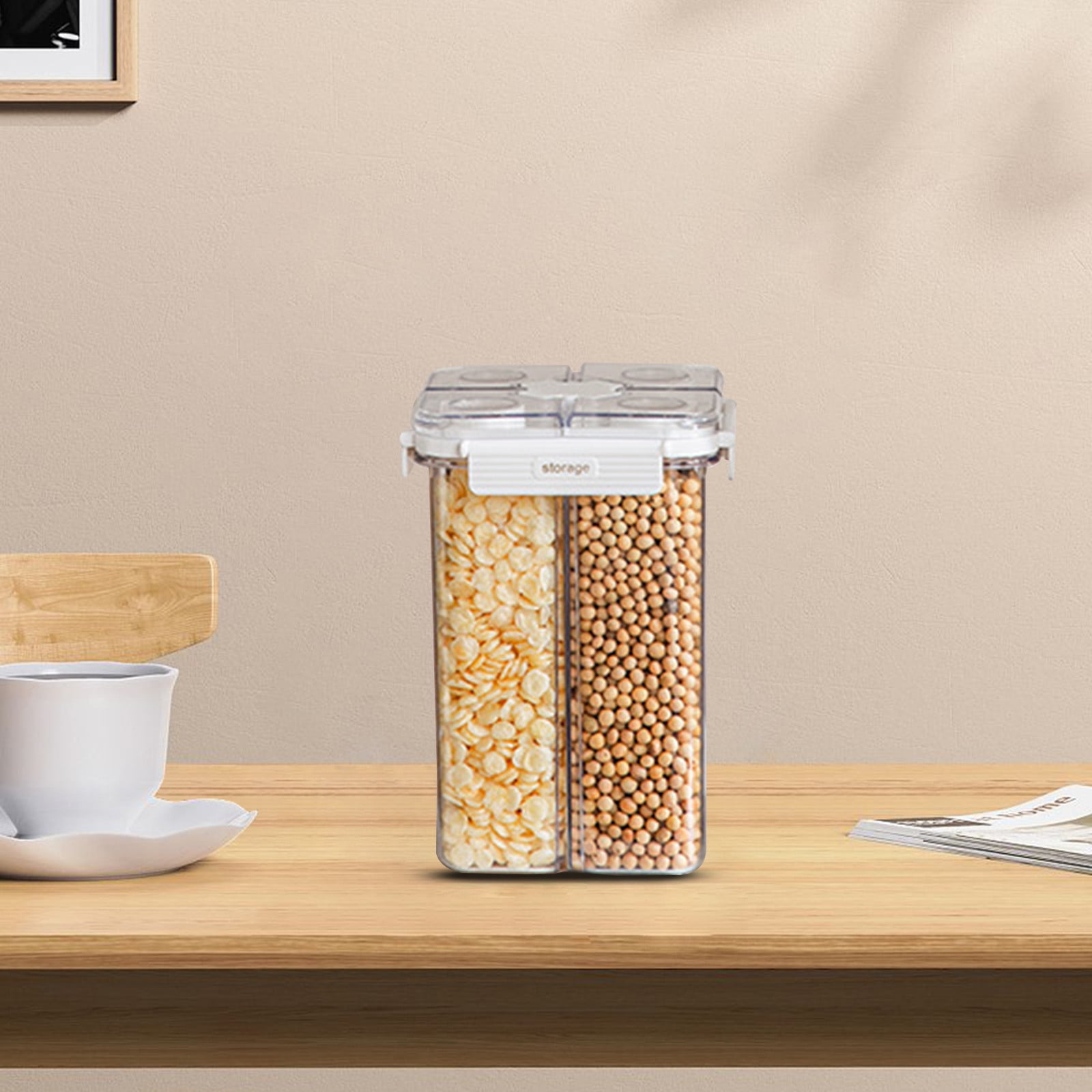 Airtight Cereal Storage Container, 2.4L Clear Food Storage Container ...