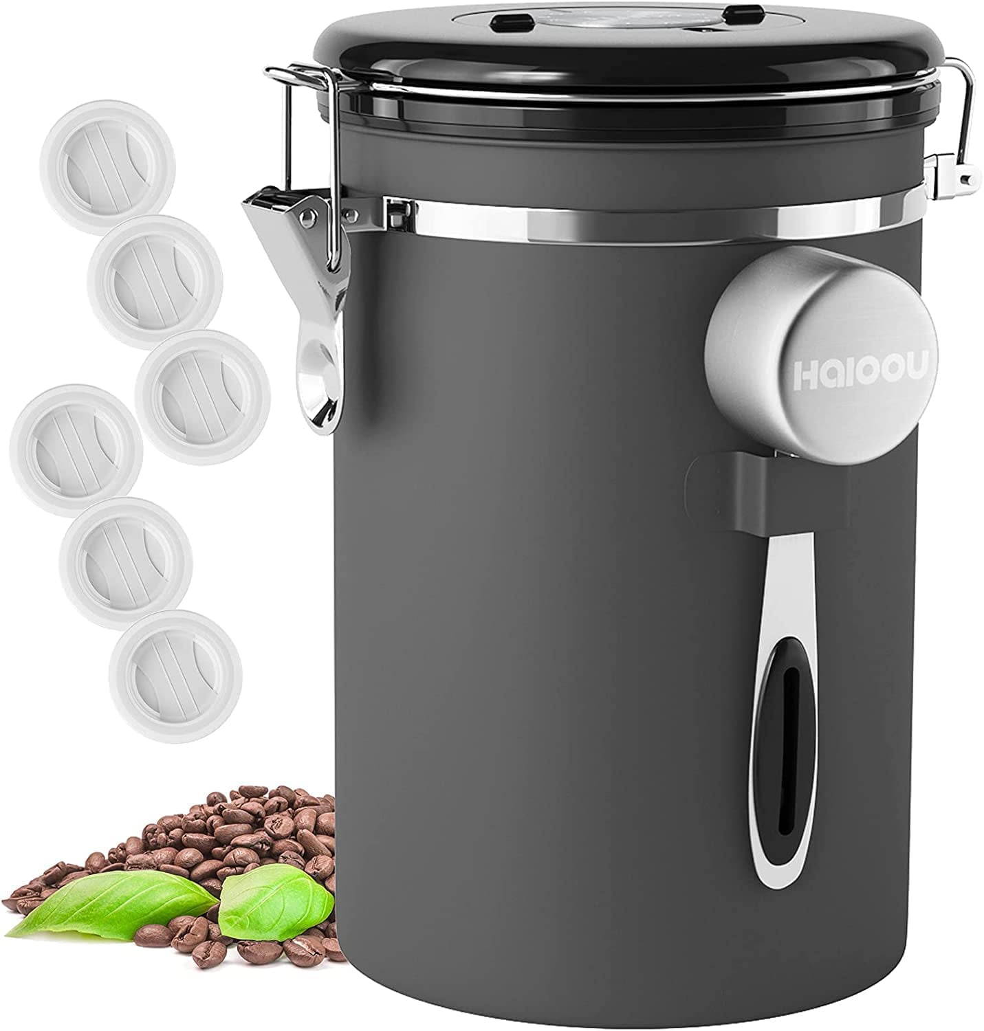 Airtight Coffee Canister, 22OZ Large Stainless Steel Coffee Bean ...