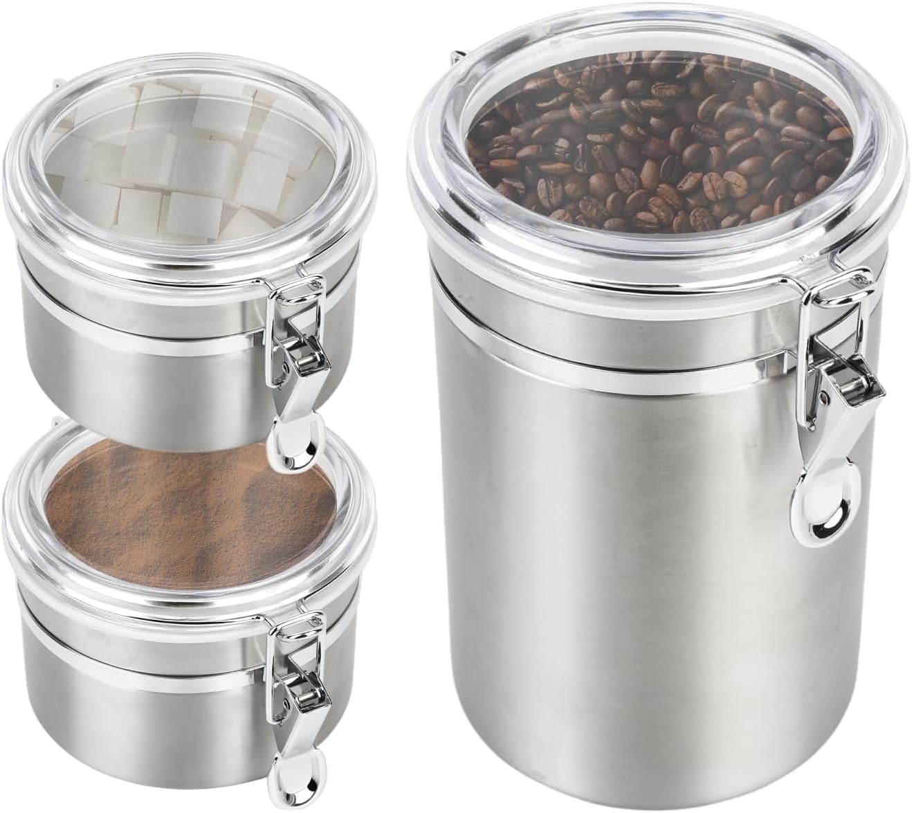 Airtight Coffee Canister, Coffee Storage Containers, Stainless Steel ...